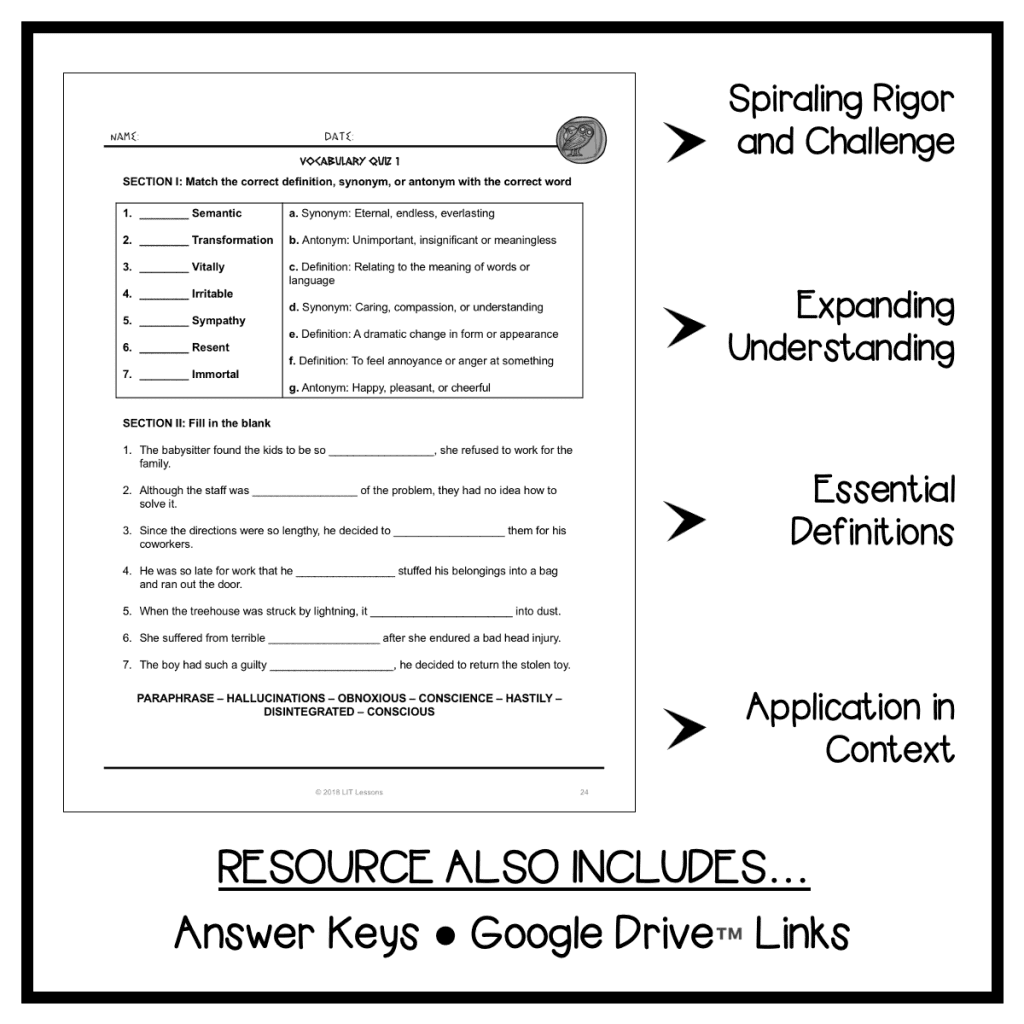 The Lightning Thief Vocabulary | LIT Lessons