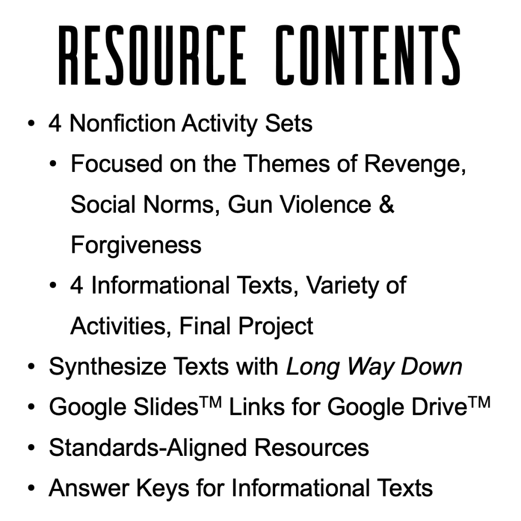Long Way Down Nonfiction Connections | LIT Lessons